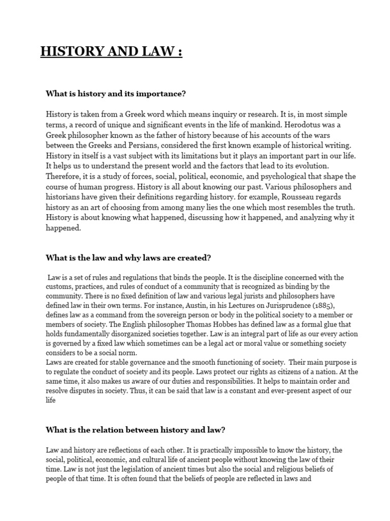 Relation Between History and Law | PDF | Jurisprudence | Science