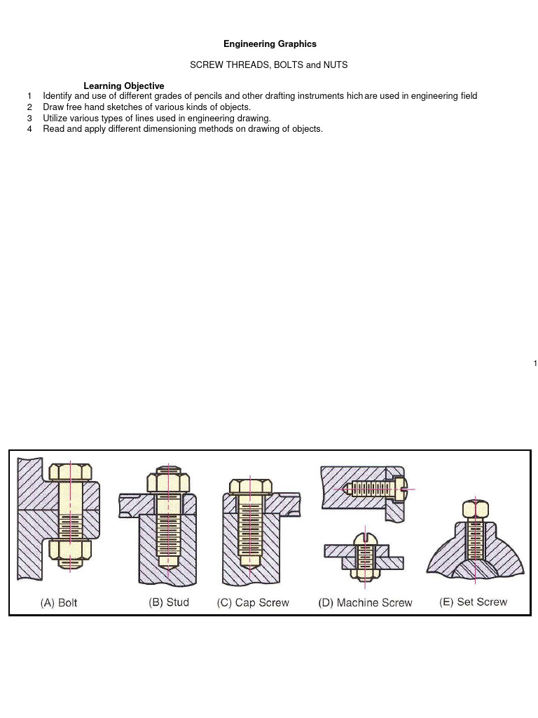 Engineering Graphics | PDF | Screw | Mechanical Engineering
