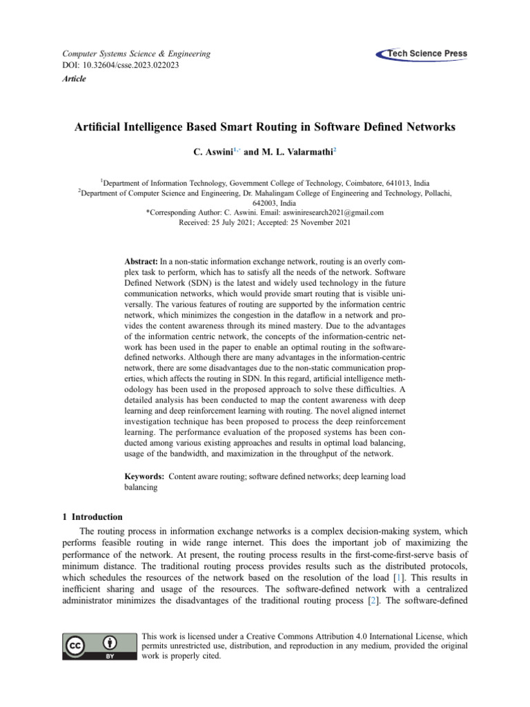 Artificial Intelligence Based Smart Routing in Sof | PDF | Computer ...