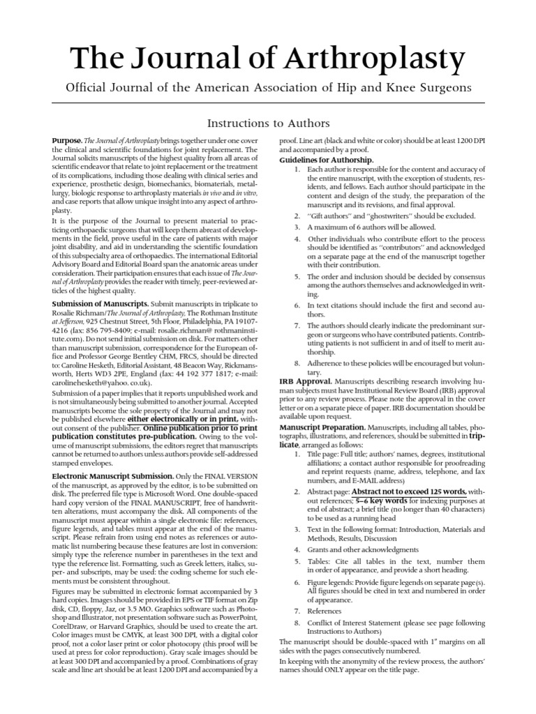 Instructions To Authors Yarth | PDF | Manuscript | Bracket