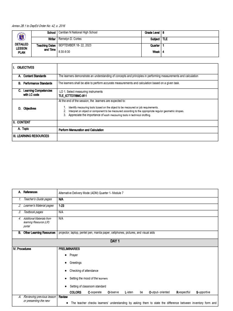 TLE 8 - Q1 LP - TECHNICAL DRAFTING - Week 4 | PDF | Technical Drawing | Triangle