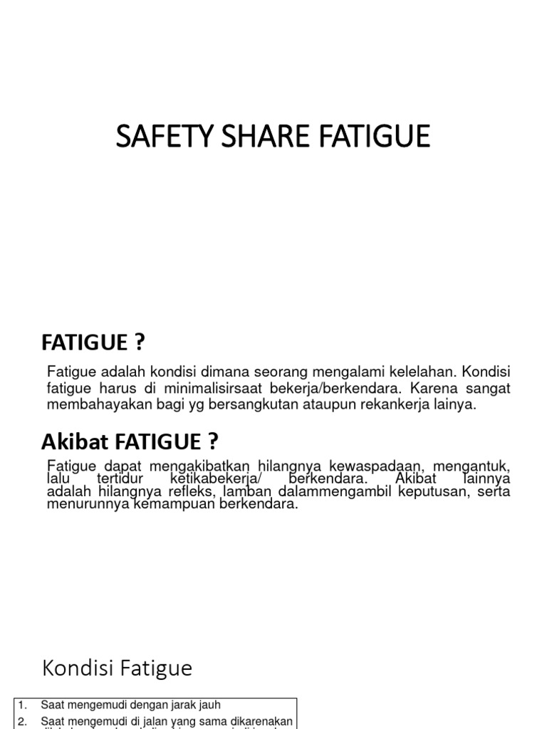 Safety Share Fatigue | PDF