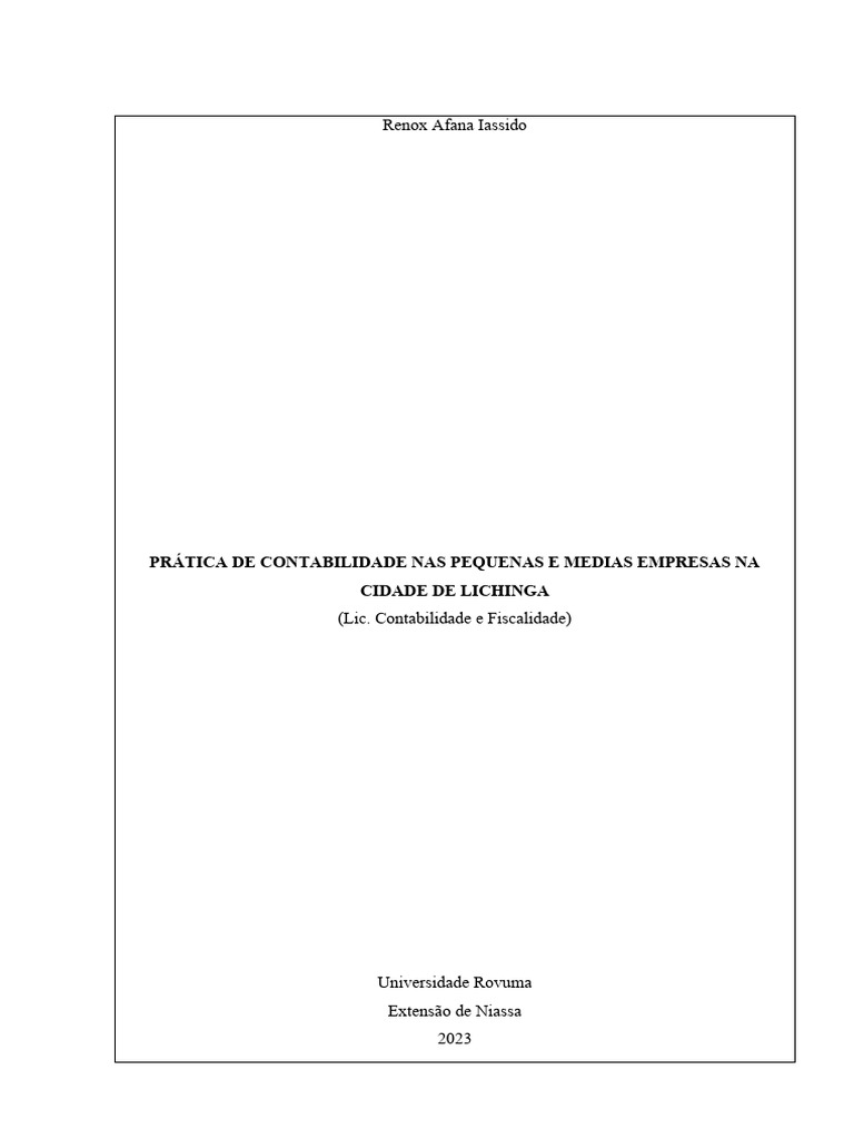 Capa Projecto de Pesquisa | PDF