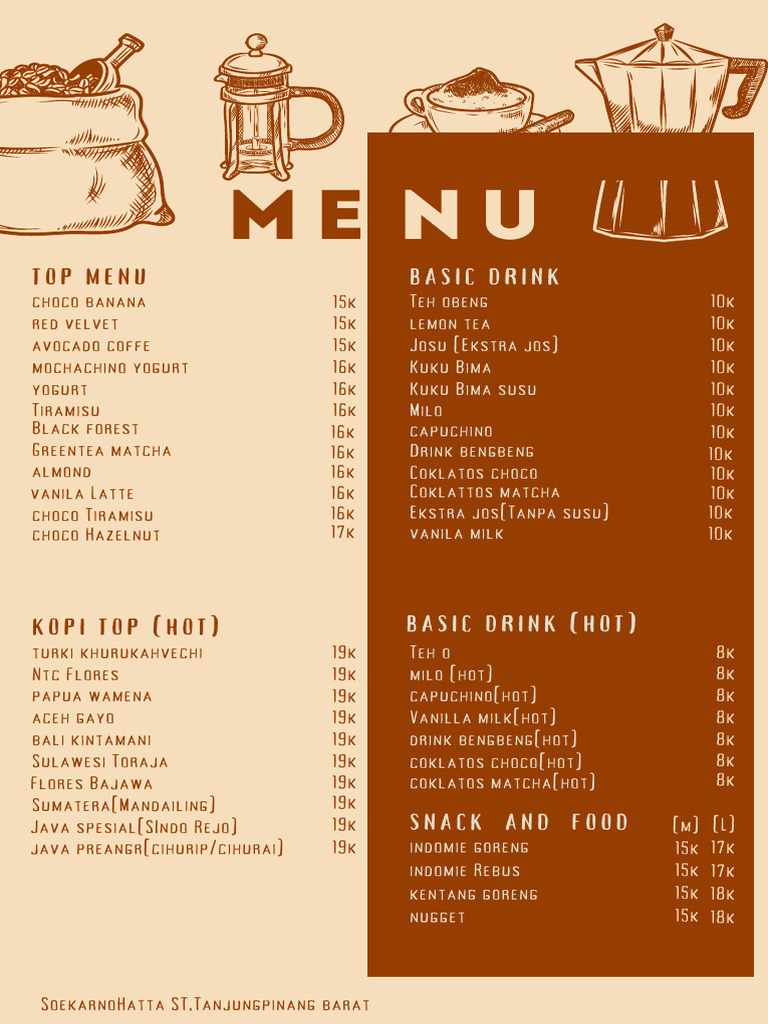 Beige and Brown Minimalist Coffee and Tea Menu | PDF