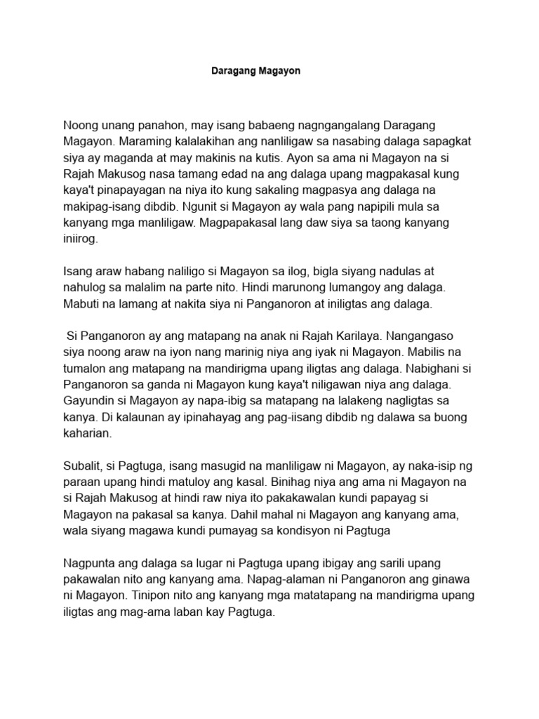 Noong Unang Panahon, May Isang Babaeng Nagngangalang Daragang Magayon | PDF