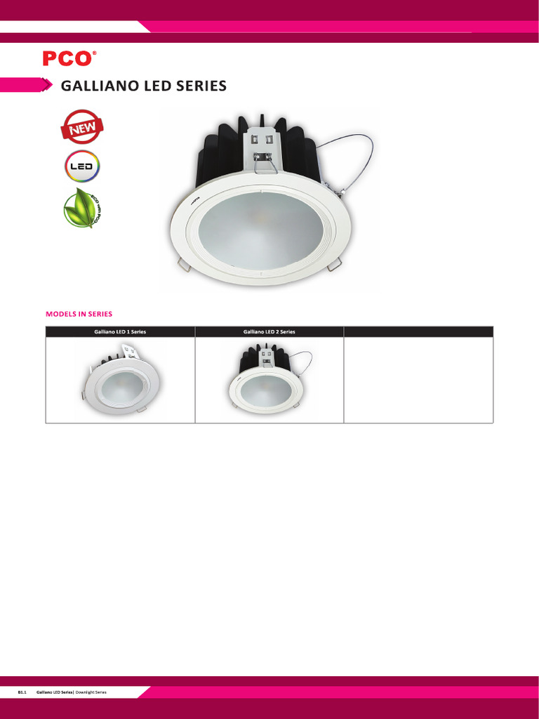 Galliano LED Downlight Specs | PDF