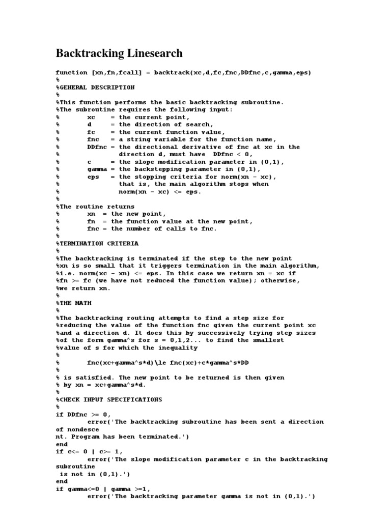 Backtracking Line Search | PDF | Subroutine | Parameter (Computer ... Backtracking Line Search | PDF | Subroutine | Parameter (Computer ...