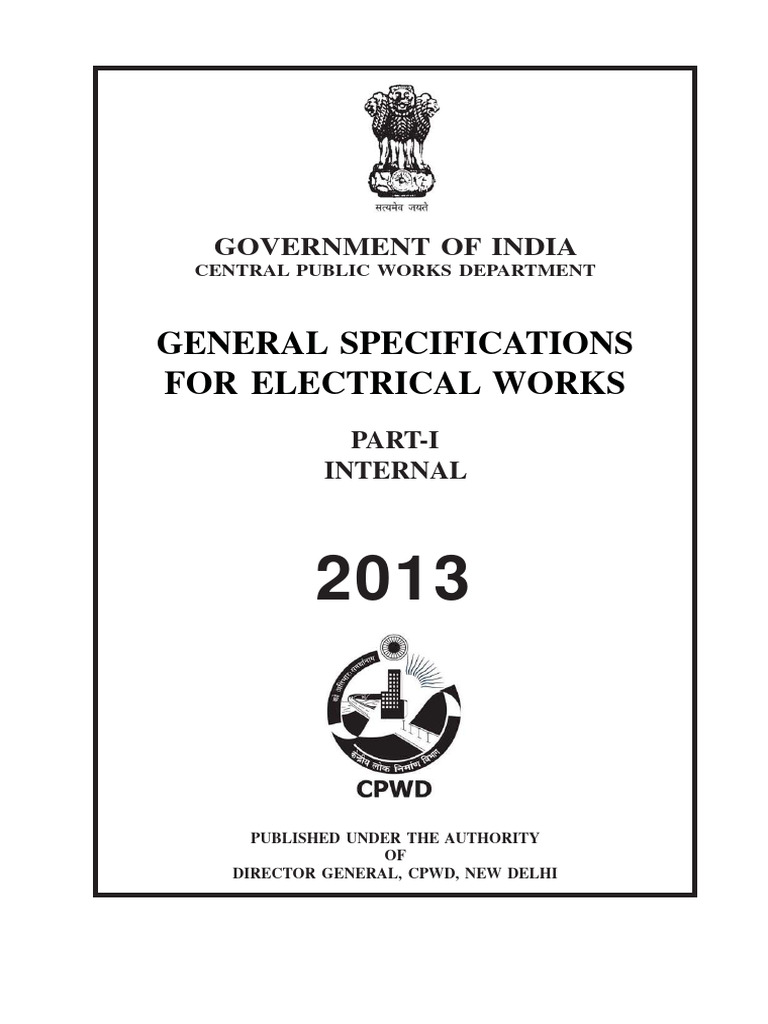 CPWD के General Specifications for Electrical Works (Part-1 Internal ...