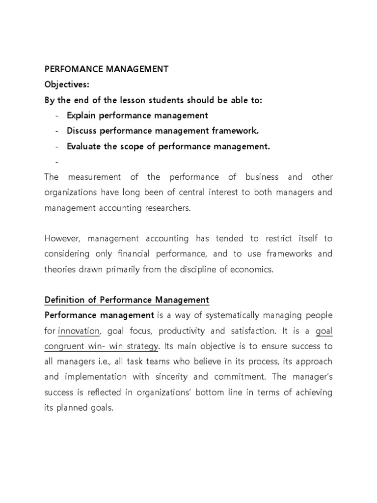 Performance Management Objectives Explained | PDF | Performance ...