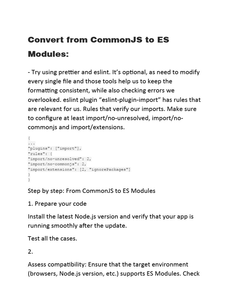 Convert From Commonjs To Es Modules Pdf
