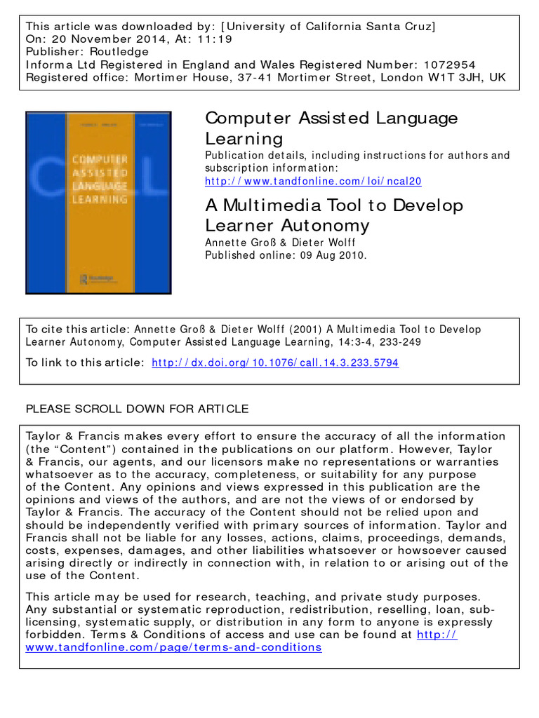 A Multimedia Tool To Develop Learner Autonomy | PDF | Art
