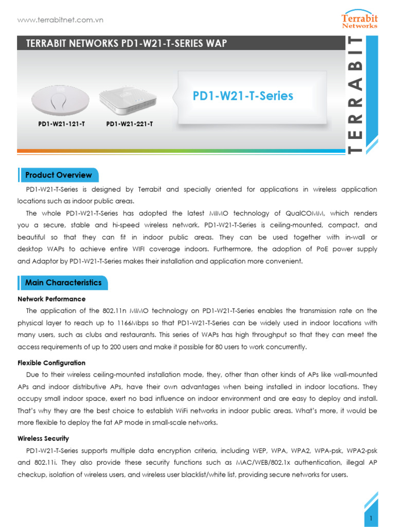 pd1 w21 T Series | PDF | Wireless Lan | Wireless Access Point
