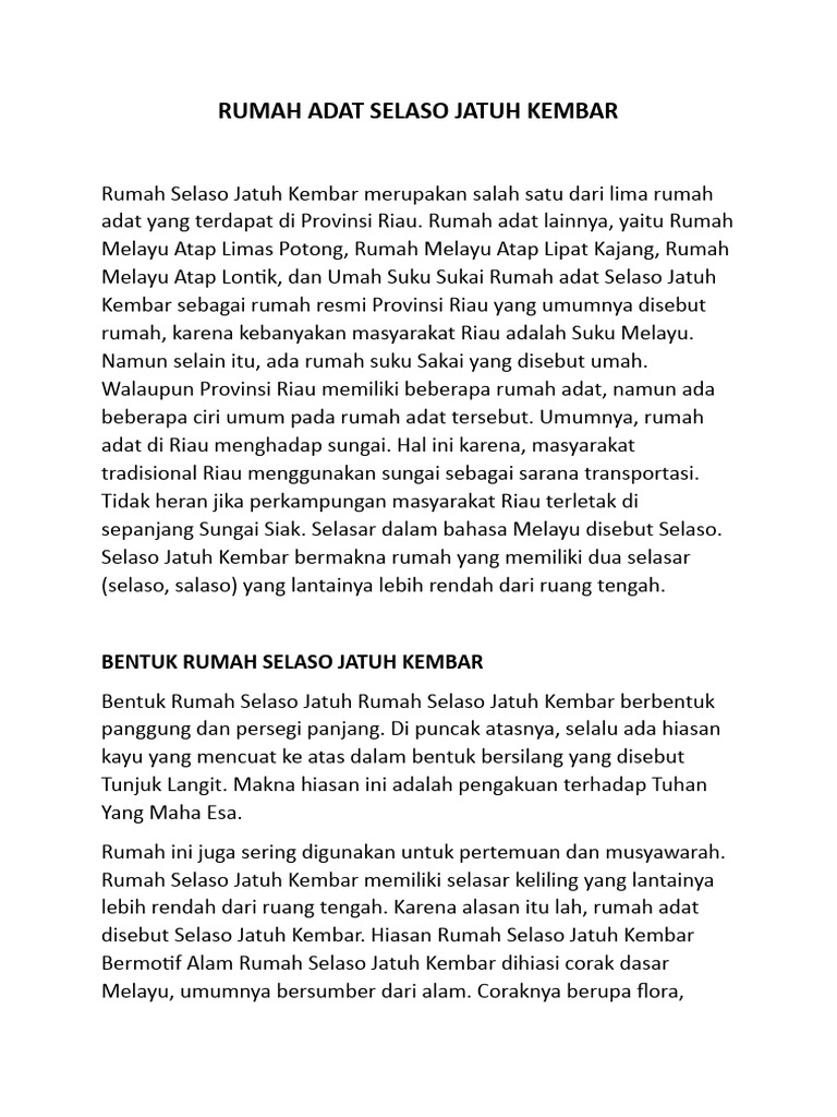 Rumah Adat Selaso Jatuh Kembar | PDF Rumah Adat Selaso Jatuh Kembar | PDF