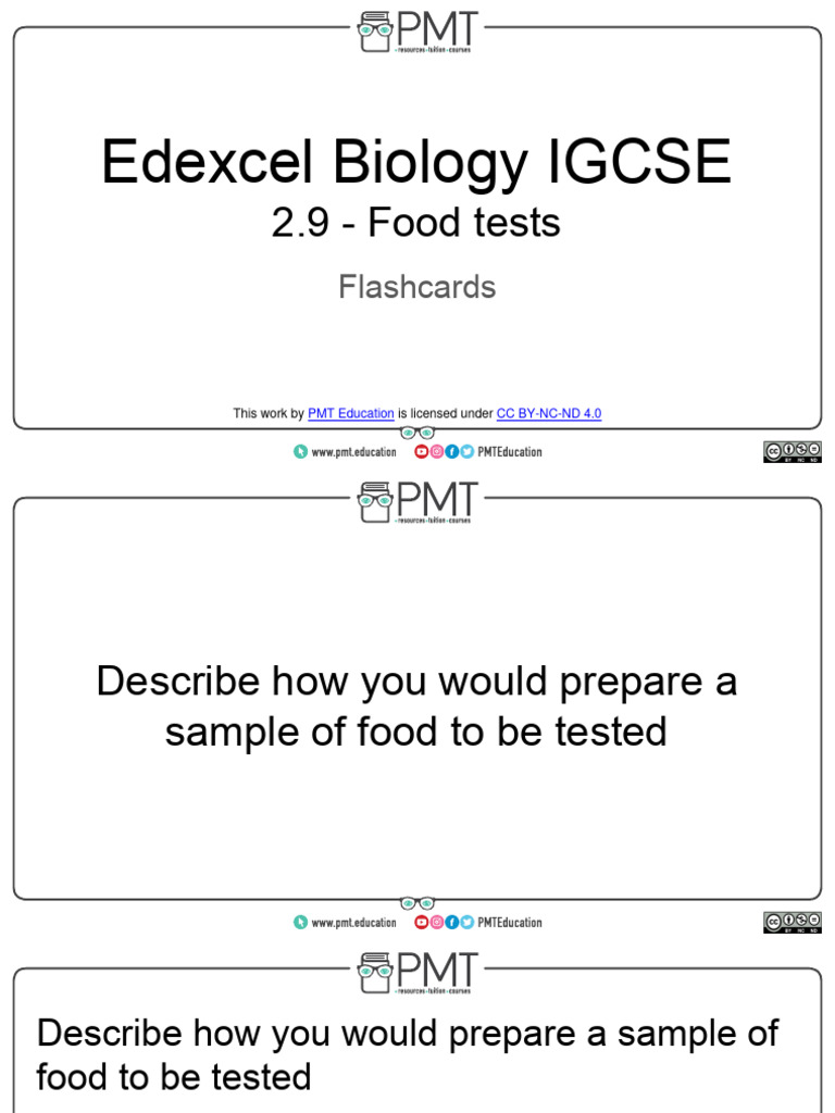 Flashcards - Food Tests - Edexcel Biology IGCSE | PDF