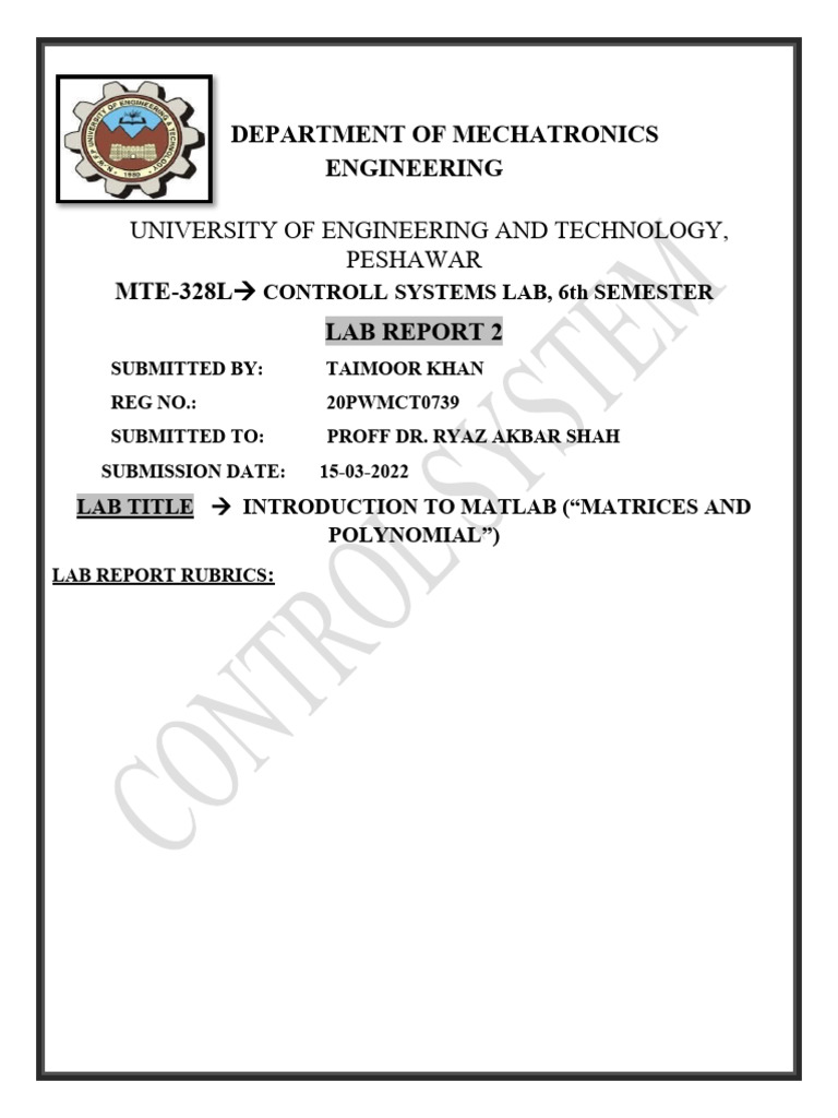 Lab Report 2 Pdf Matlab Matrix Mathematics 2558