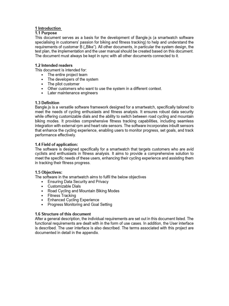 Specification Software Engineering WS2022 | PDF | Smartwatch | Touchscreen