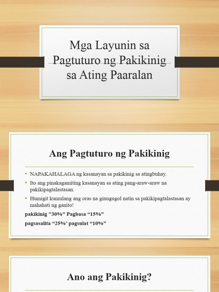 Mga Layunin Sa Pagtuturo NG Pakikinig Sa Ating | PDF