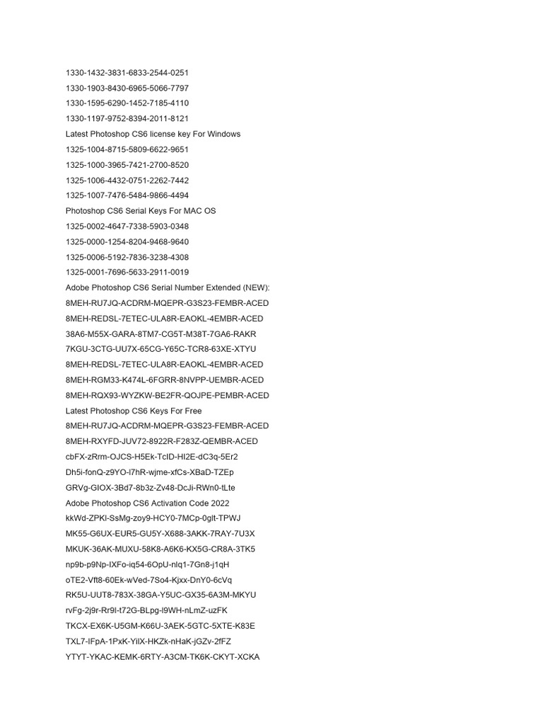 Serial Number Photoshop CS6 | PDF