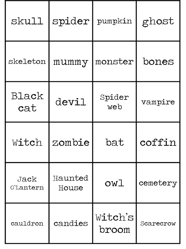 Memory Game Vocabulary Halloween | PDF