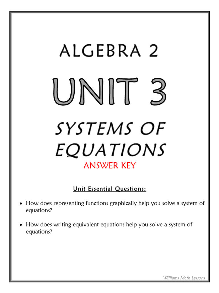 ALG2 Guided Notes - Unit 3 - Systems of Equations - ANSWER KEY | PDF