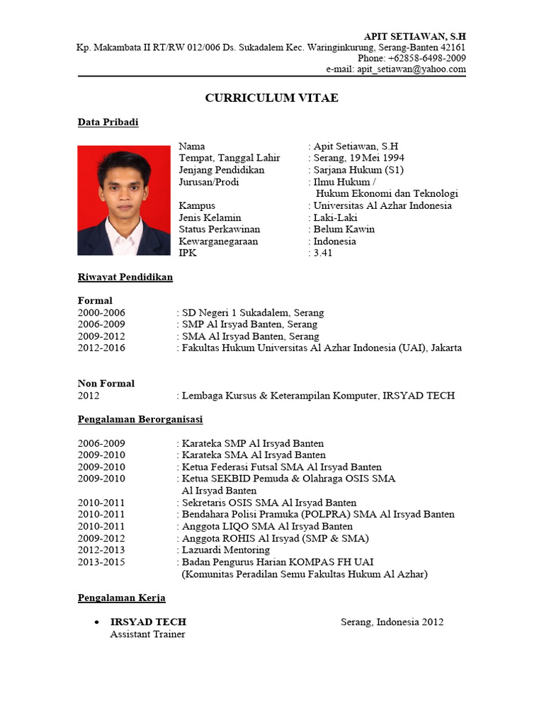 CV Apit Setiawan | PDF