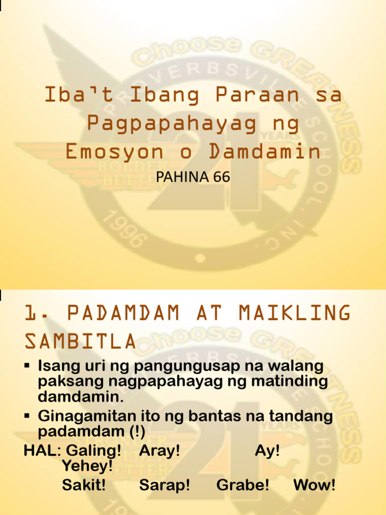 Iba T Ibang Paraan Sa Pagpapahayag NG Emosyon o | PDF