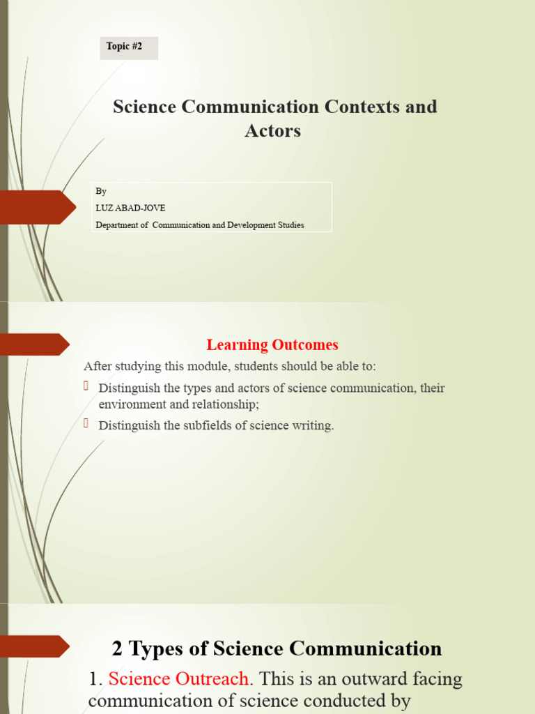 Science Communication Contexts and Actors | PDF | Science | Communication