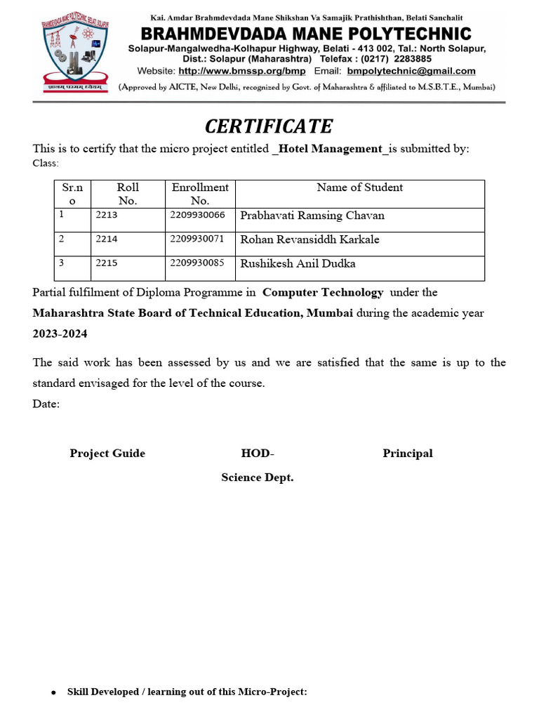 Microproject Report Blank Format 1 Pdf Learning