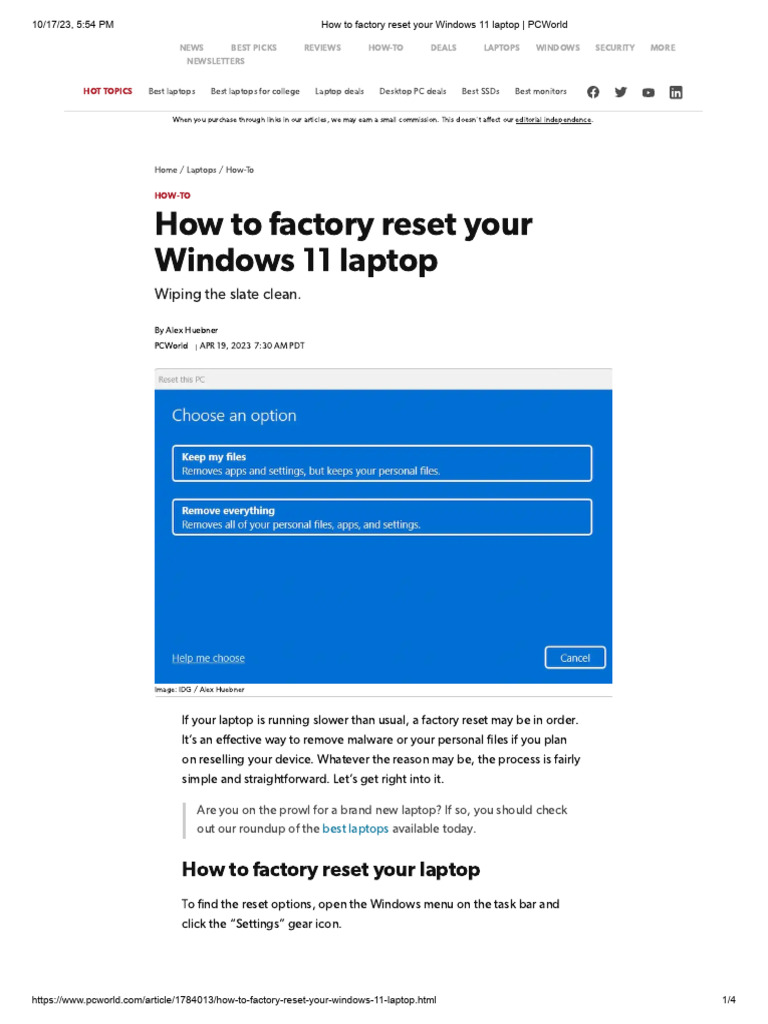 How to factory reset your Windows 11 laptop _ PCWorld | PDF | Laptop ...
