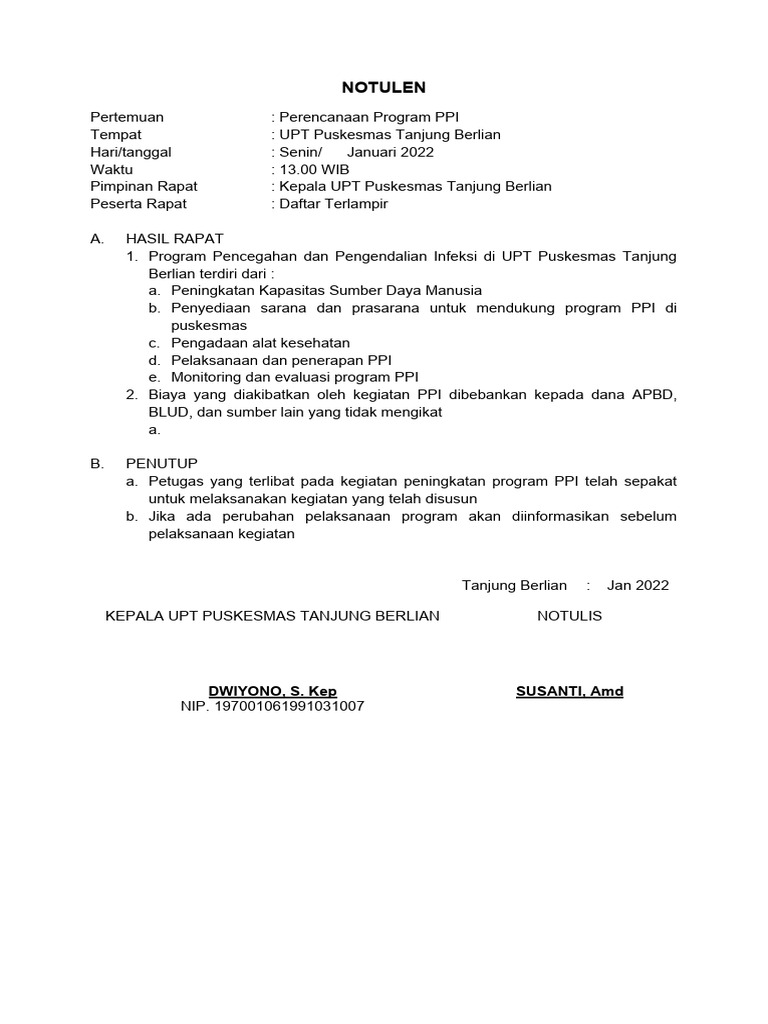 Notulen Rapat Ppi | PDF