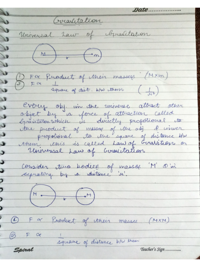 physics gravitation notes | PDF