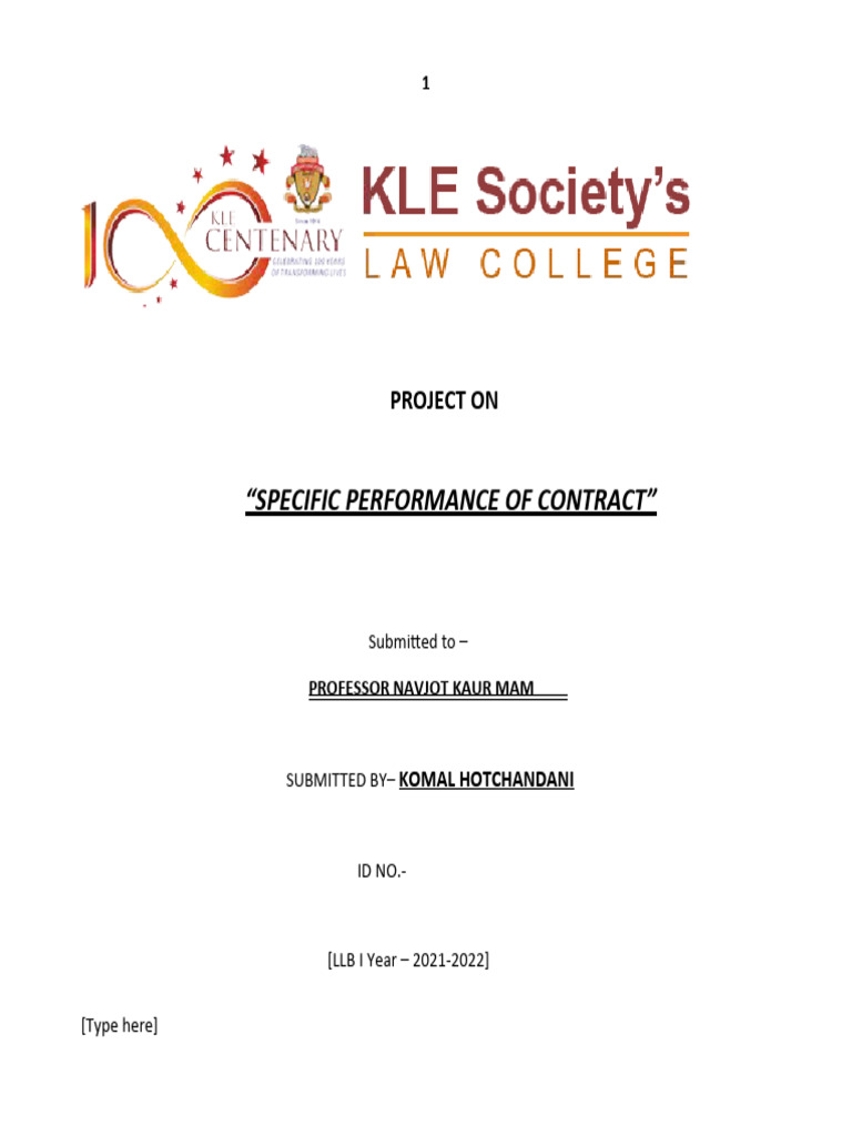 Komal Research Paper of Contract | PDF | Legal Remedy | Specific ...