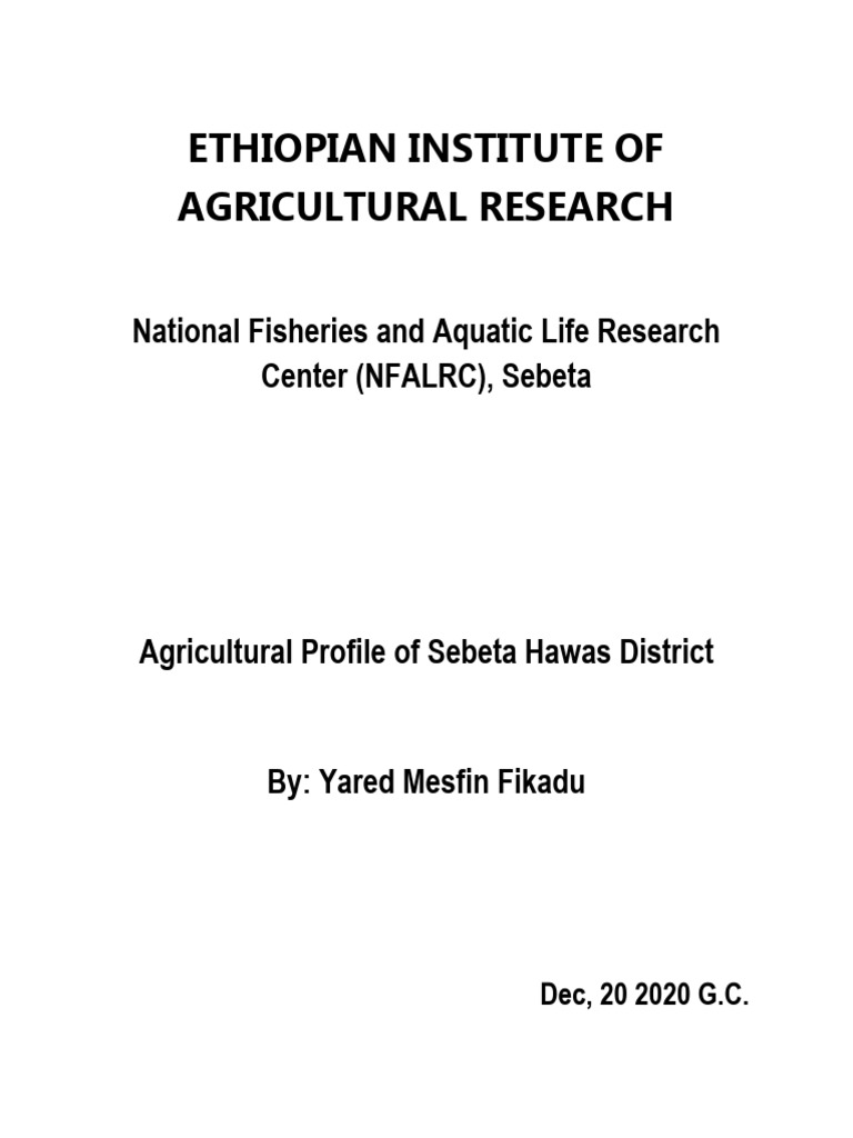 Profile of Sebeta Hawas Woreda (Full Report) | PDF | Agriculture | Sowing