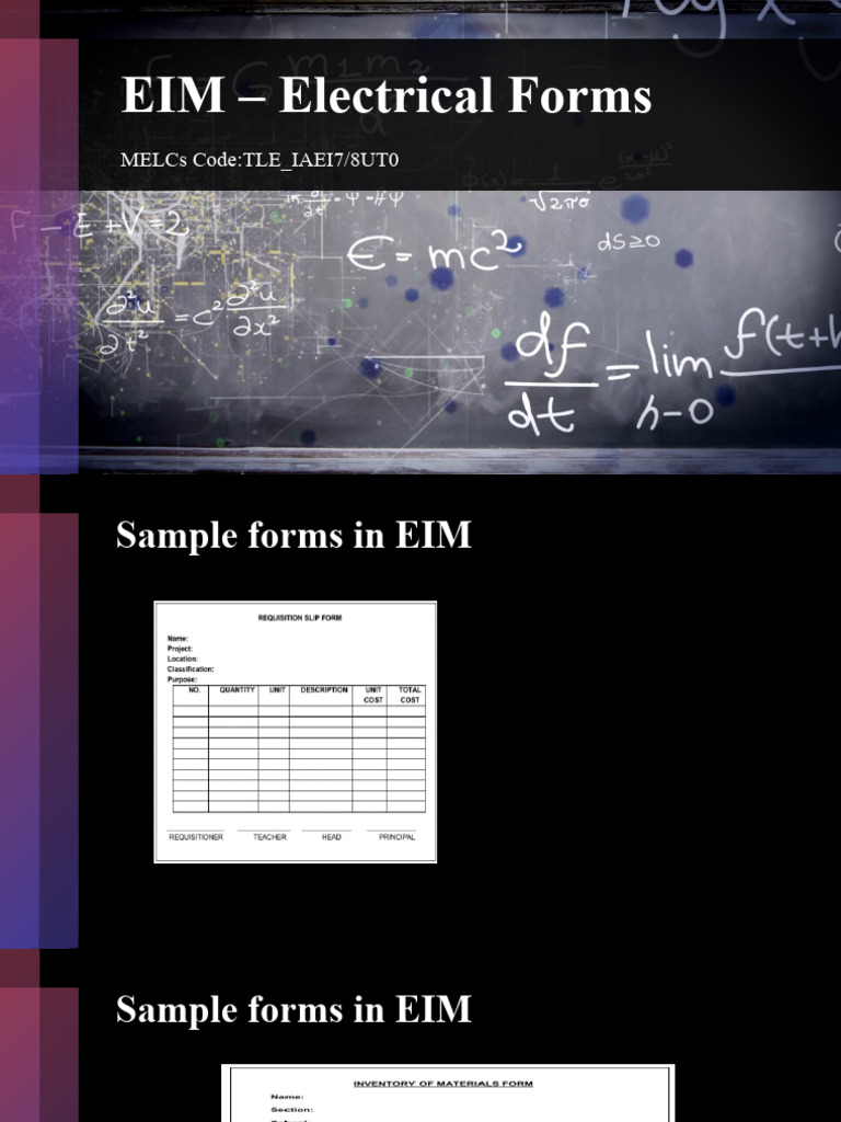 EIM Electrical Forms Power Point | PDF