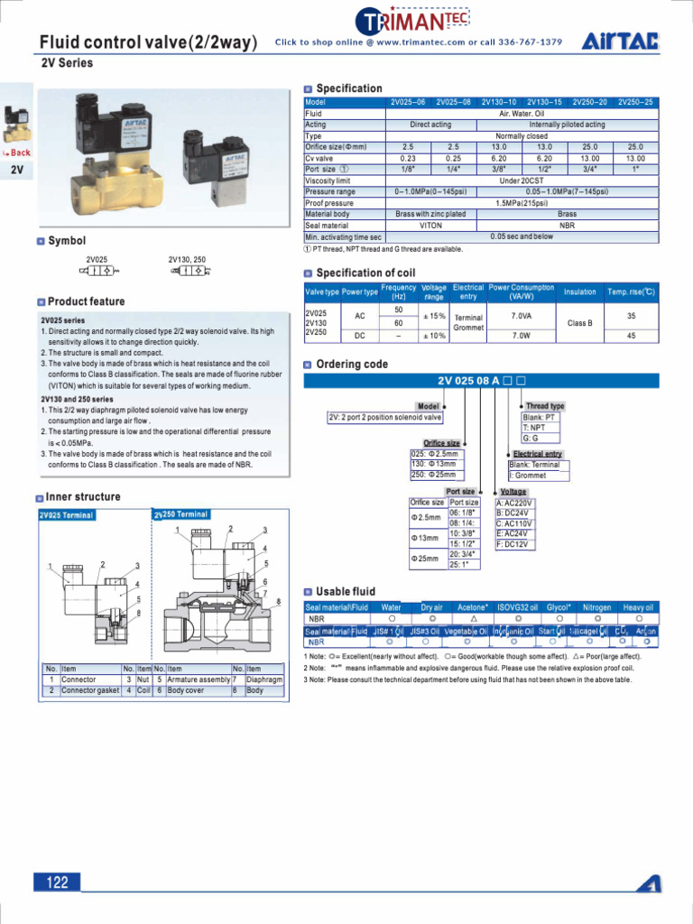 Airtac 2V Trimantec2016 | PDF | Valve | Fluid Dynamics