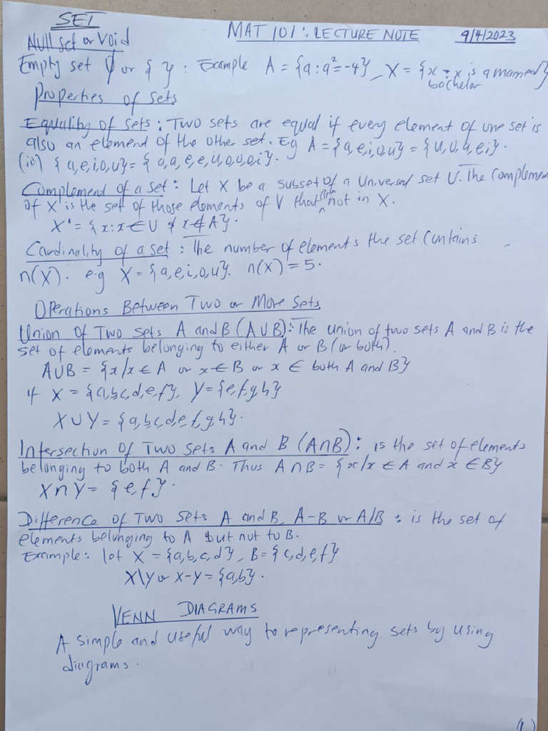 Lecture Note For MAT 101 - General Maths For 2022-2023 | PDF