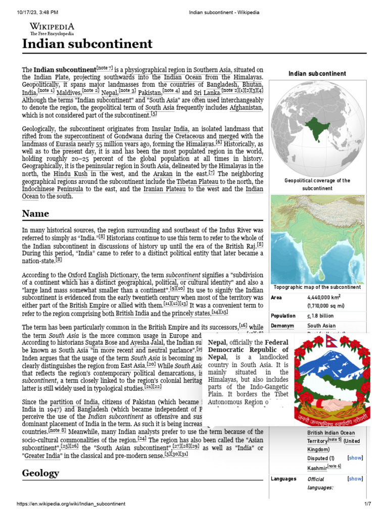 Indian Subcontinent | PDF