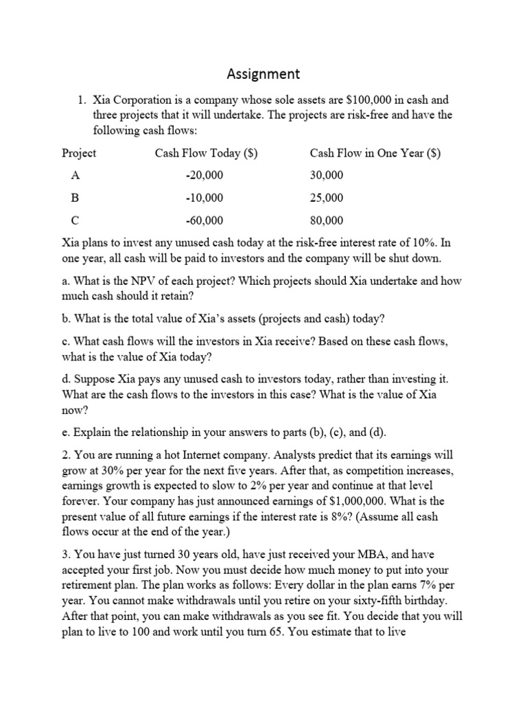 Assignment | PDF | Net Present Value | Interest Rates