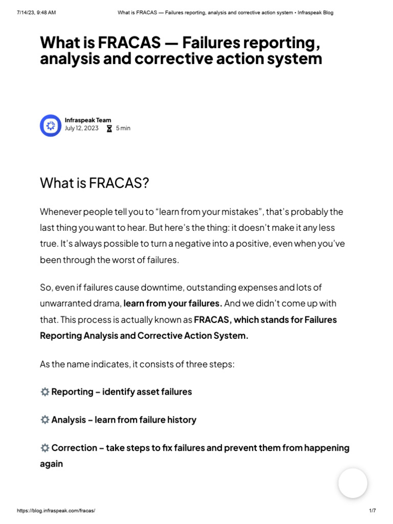 What Is FRACAS - Failures Reporting, Analysis and Corrective Action ...