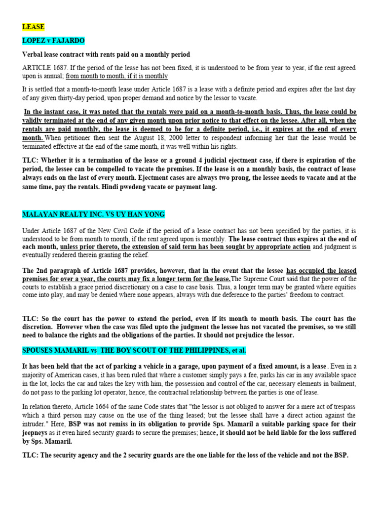 Finals Cases | PDF | Lease | Law Of Agency