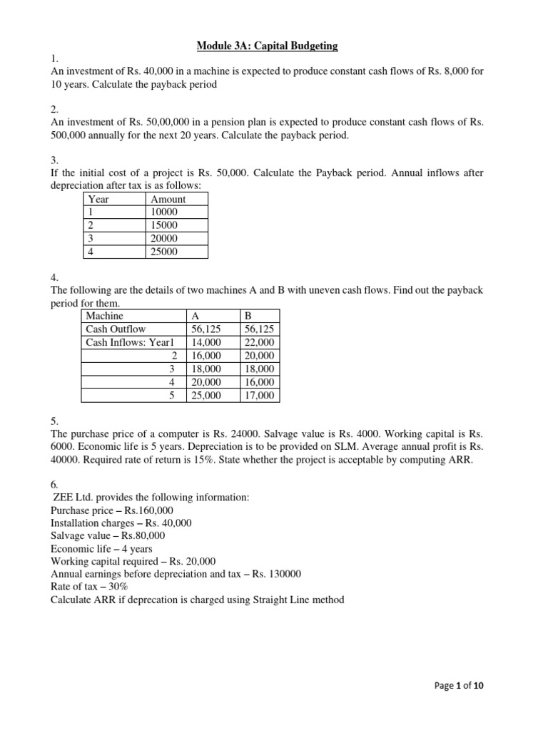 Module 3 - Capital Budgeting - 3A - Questions 2022-23 | PDF ...
