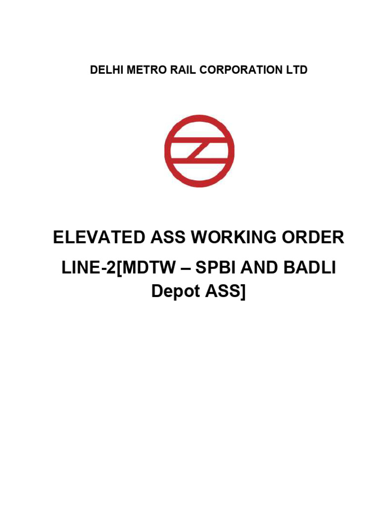 Working Order of ASS of L-2 MDTW-SPBI Badli Depot ASS | PDF | Transformer | Electromagnetism