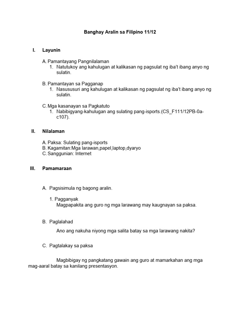 Banghay Aralin..demo | PDF