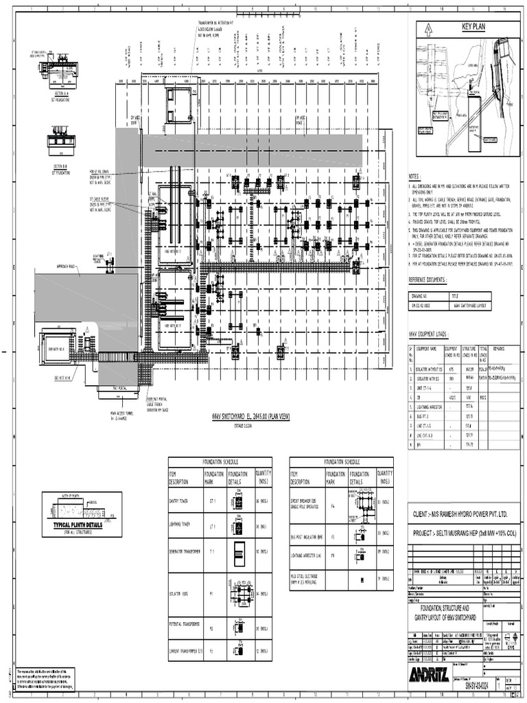 SM-SY-03-0024 Rev 1 - Foundation, Structure and Gantry Layout of 66kV Switchyard | PDF ...