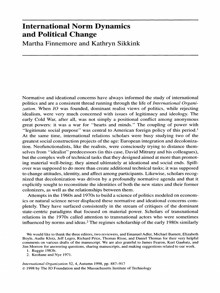 "The Socialization of International Norms - Causes and Consequences" by ...