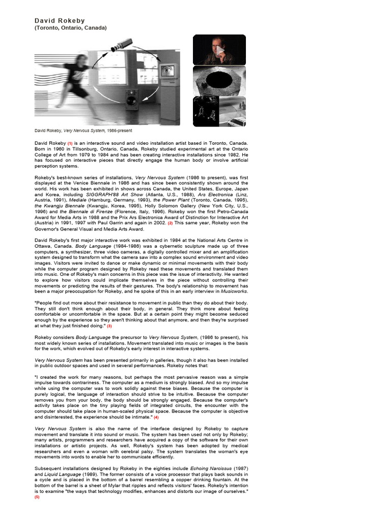 David Rokeby (Biography) | PDF