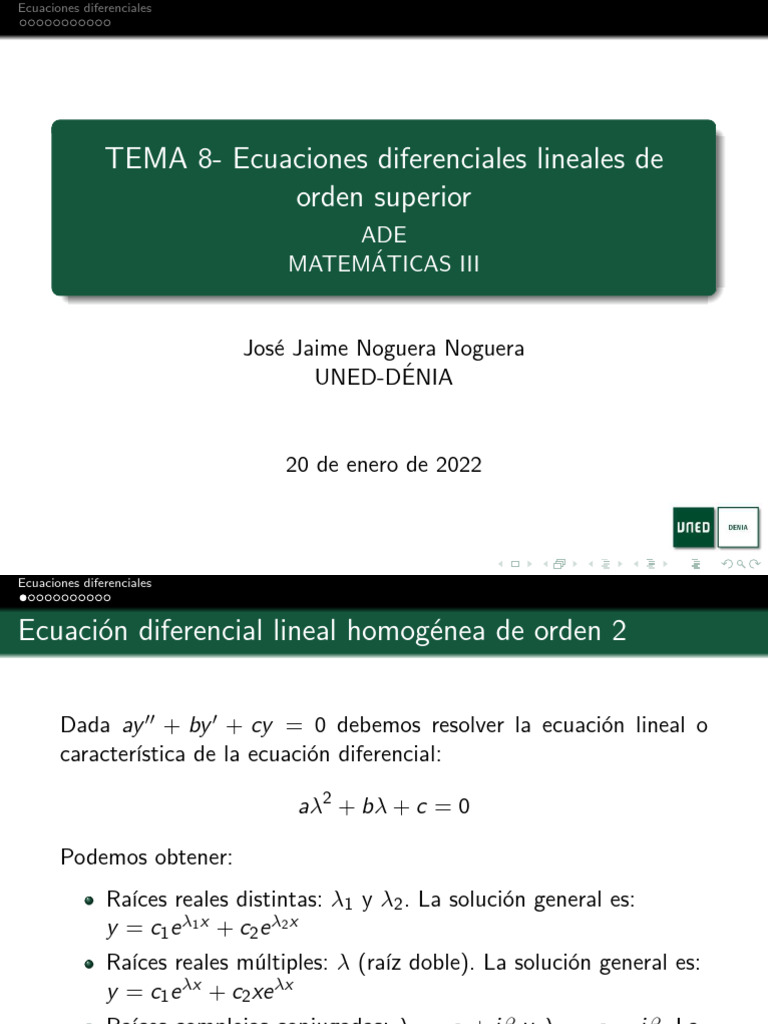 ECUACIONES DIFERENCIALES ORDINARIAS | PDF | Ecuaciones | Ecuaciones ...