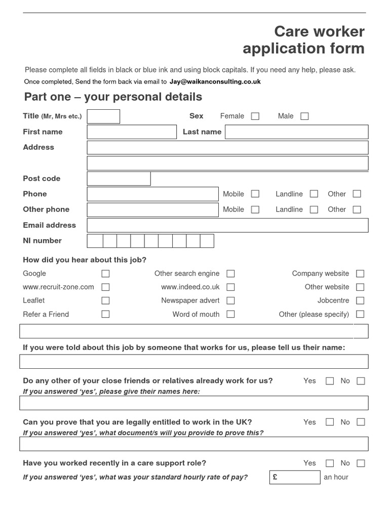 Care Worker Form | PDF | Criminal Record | Justice