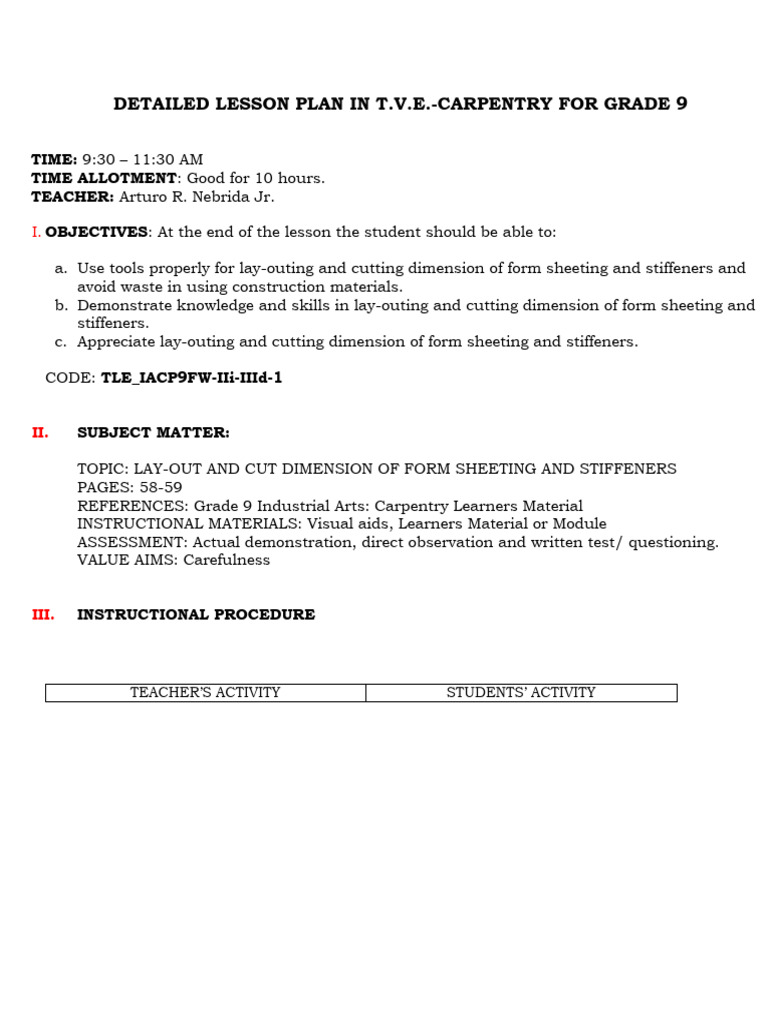 Lay-Out and Cut Dimension of Form Sheeting and Stiffeners | PDF | Foot ...