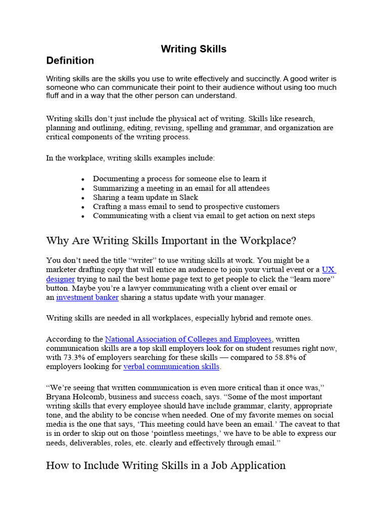 Writing Skills | PDF | Communication | Proofreading